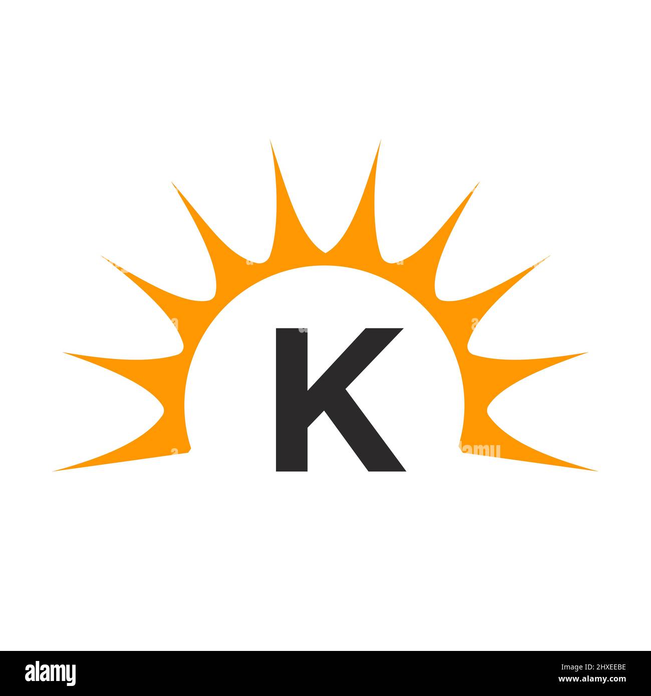 Sun Logo On Letter K Concept. Sun Icon Vector Design With K Letter ...