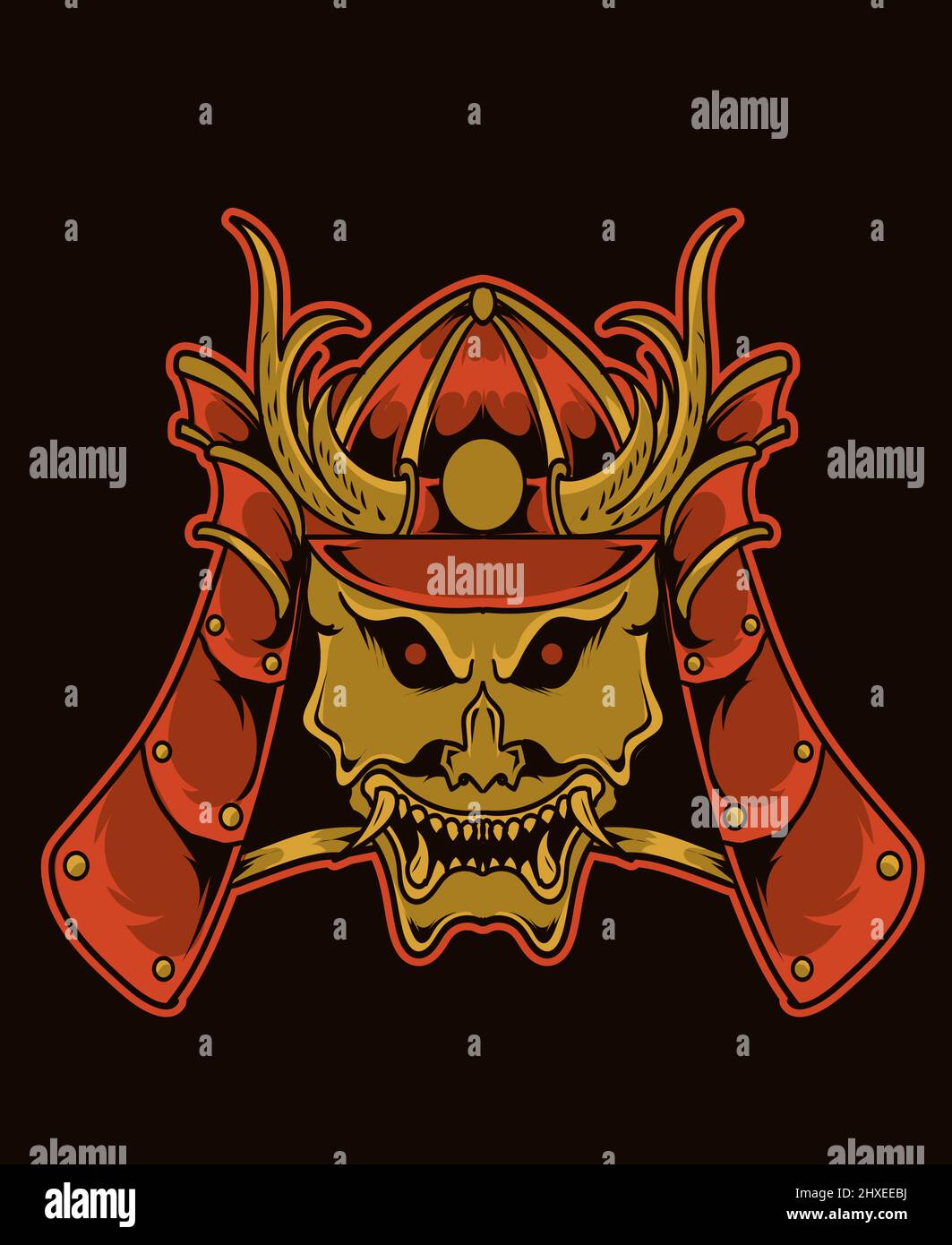 illustration samurai head on black background Stock Vector Image & Art ...