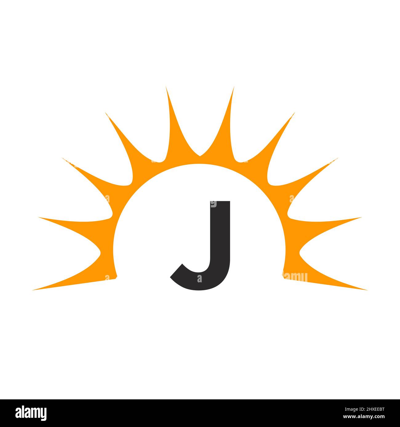 Sun Logo On Letter J Concept. Sun Icon Vector Design With J Letter ...