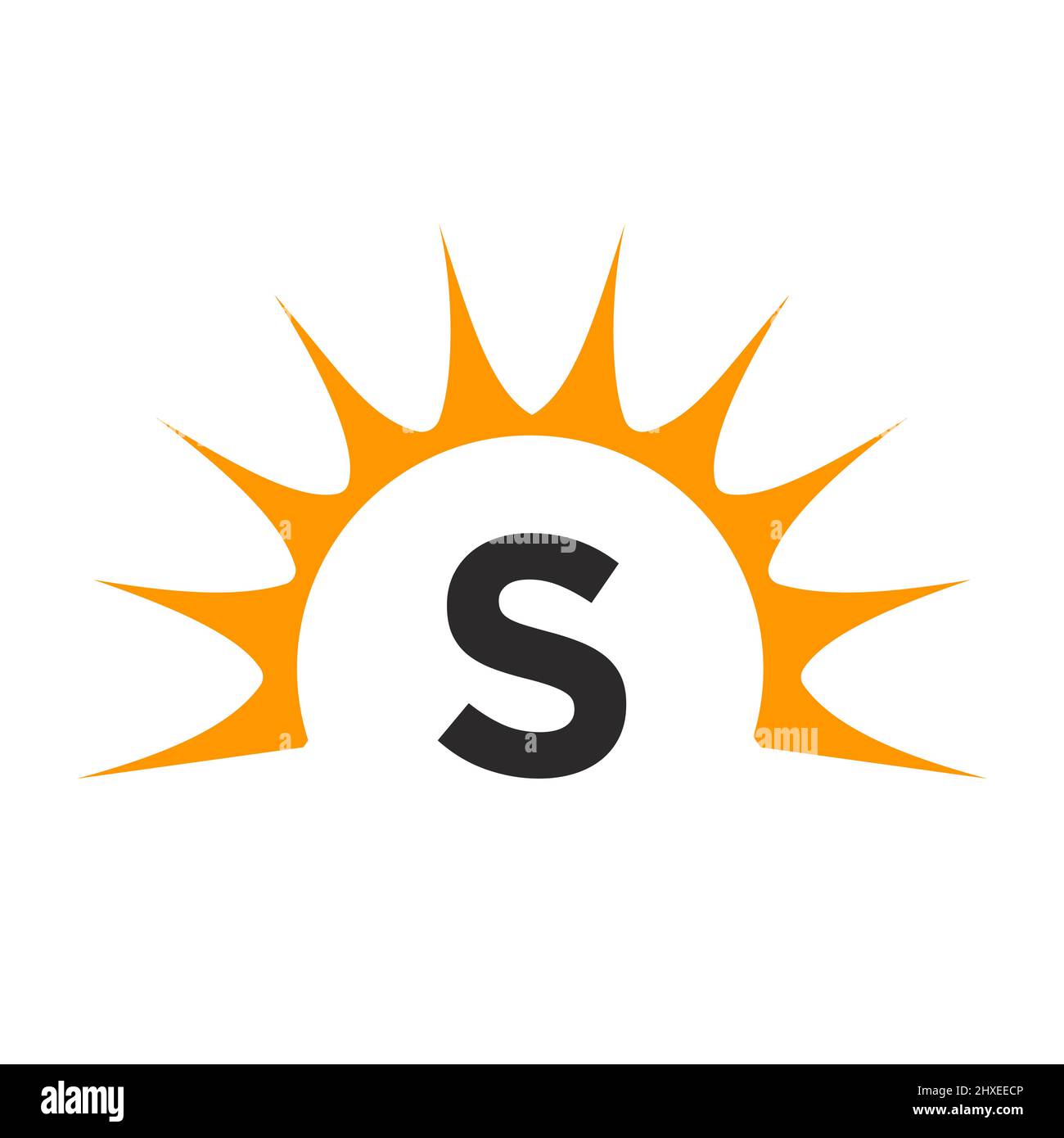 Sun Logo On Letter S Concept. Sun Icon Vector Design With S Letter ...