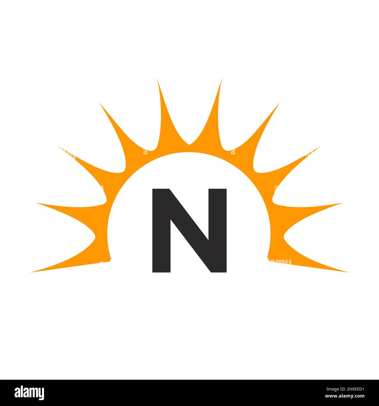 Sun Logo On Letter N Concept. Sun Icon Vector Design With N Letter ...