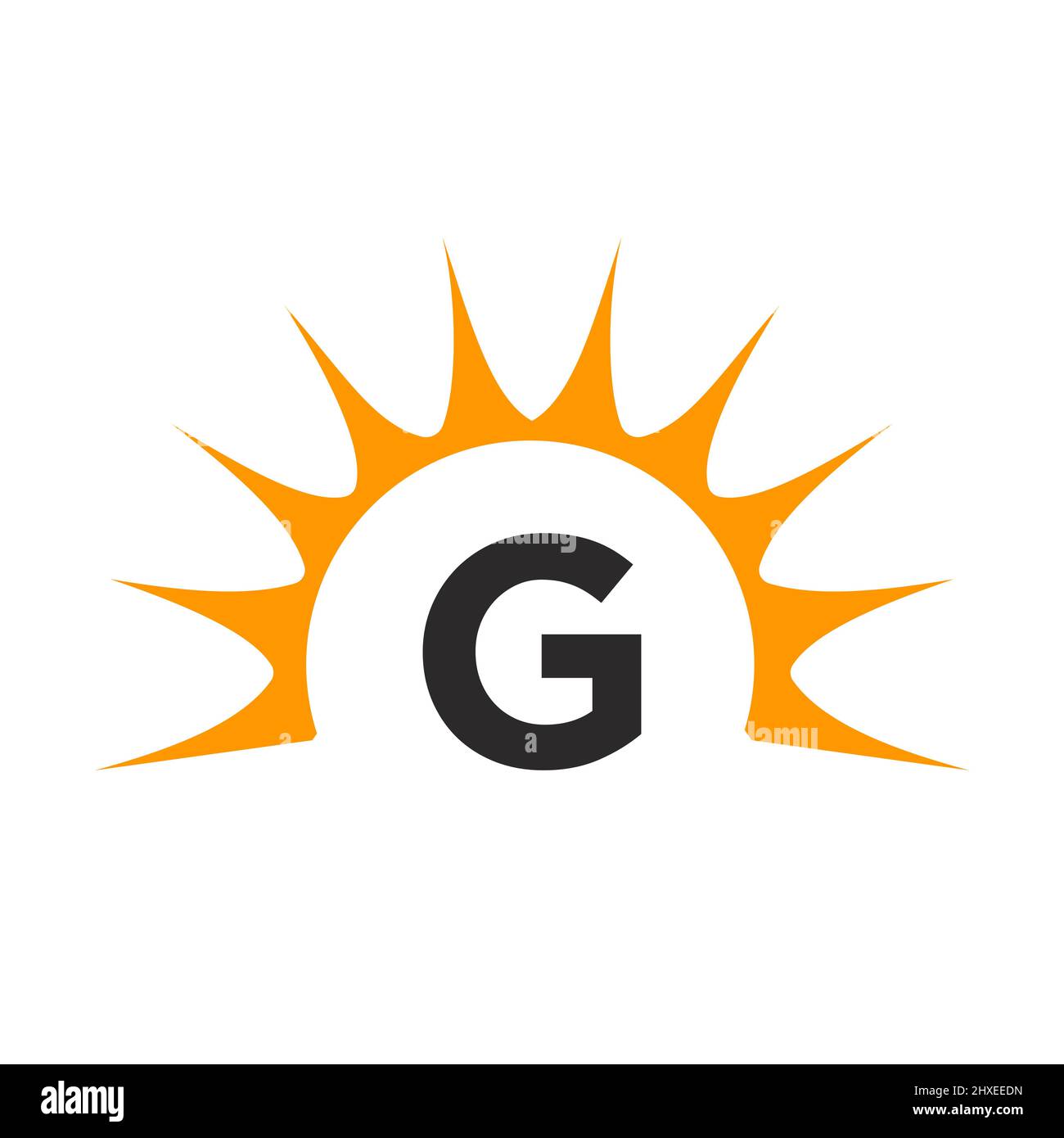 Sun Logo On Letter G Concept. Sun Icon Vector Design With G Letter ...