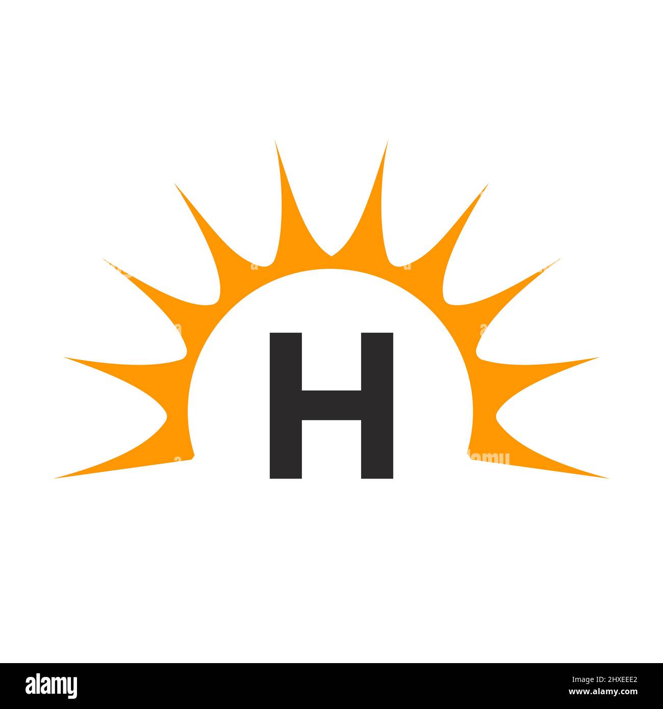 Sun Logo On Letter H Concept. Sun Icon Vector Design With H Letter ...