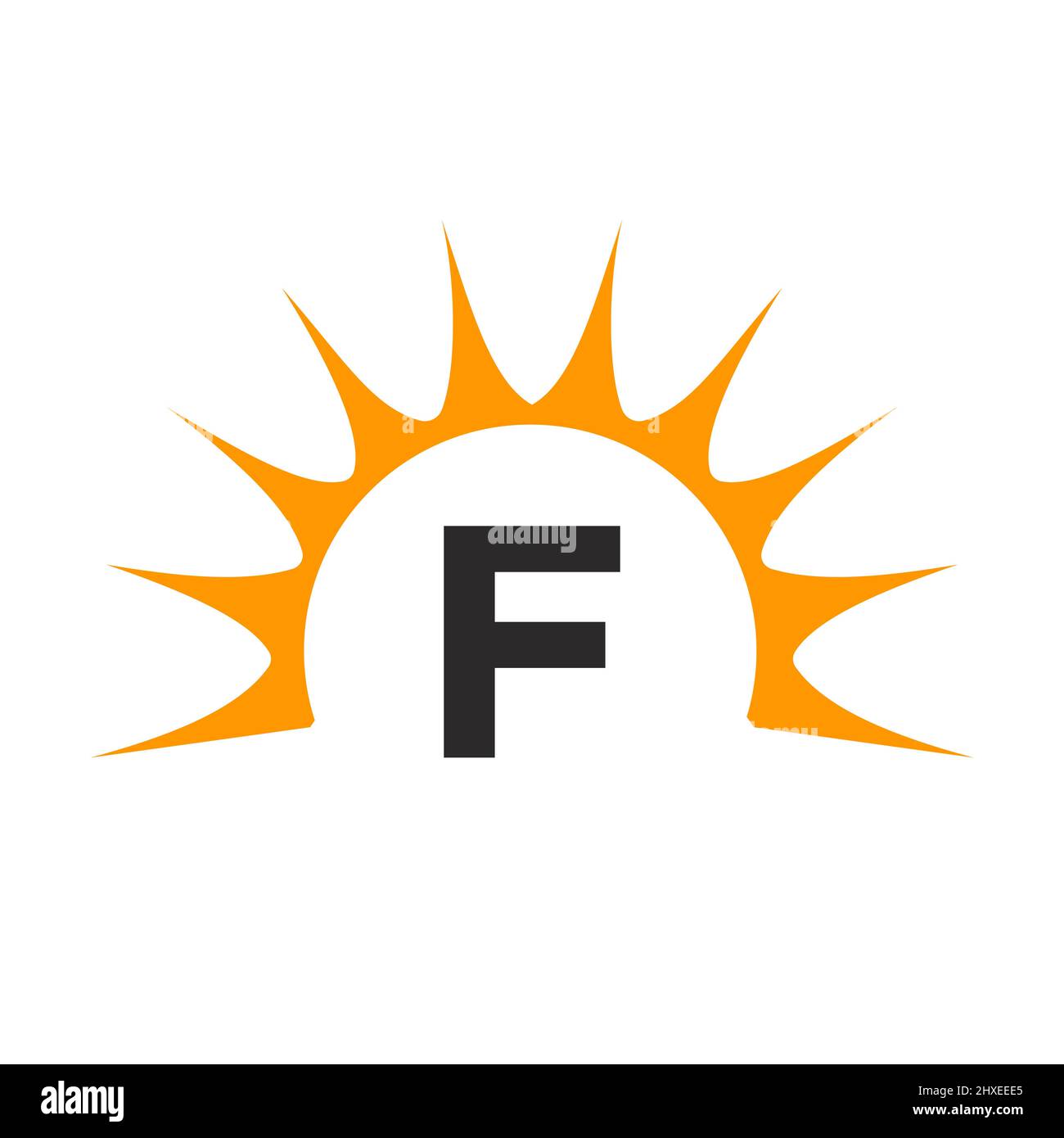 Sun Logo On Letter F Concept. Sun Icon Vector Design With F Letter ...