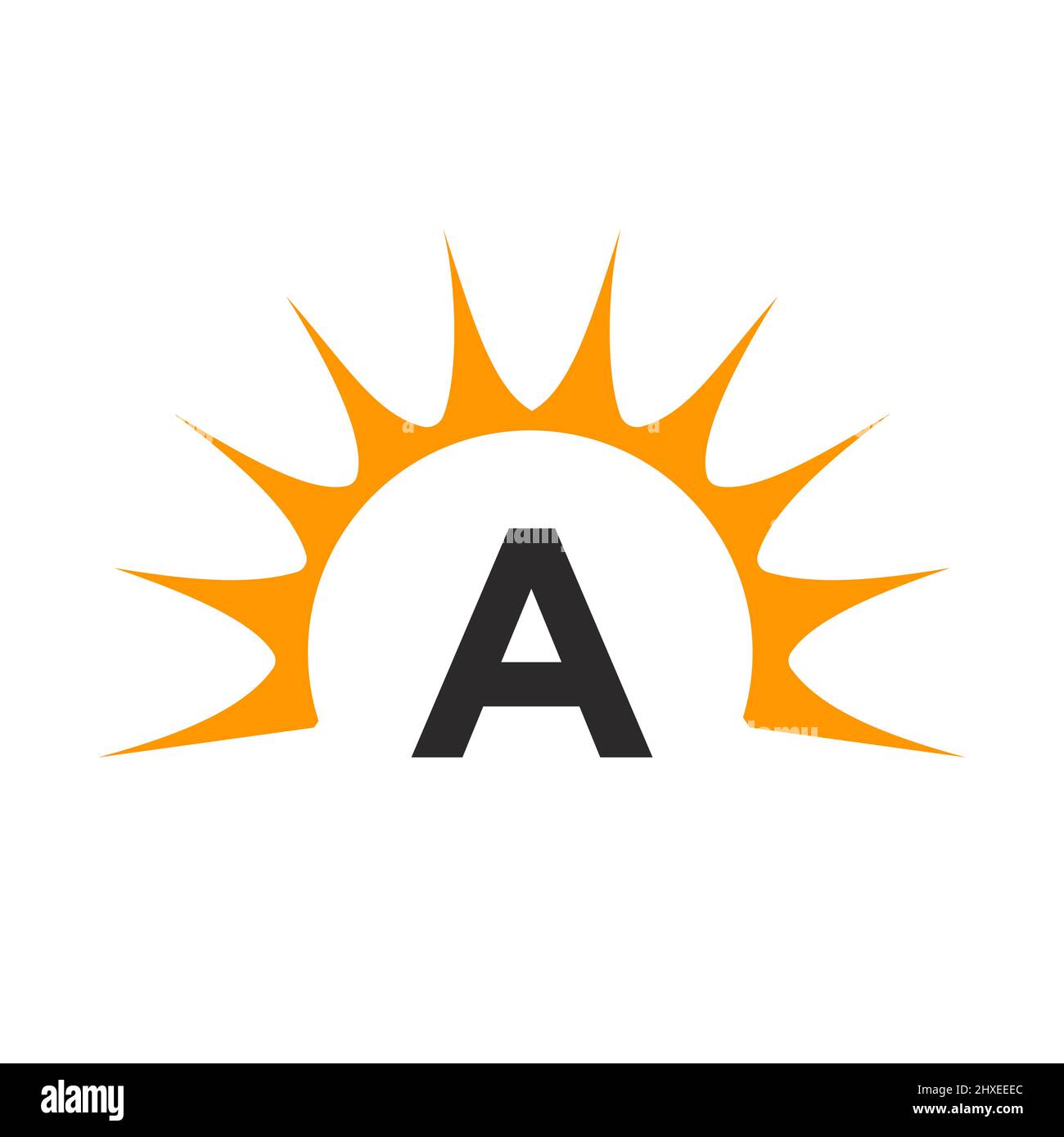 Sun Logo On Letter A Concept. Sun Icon Vector Design With A Letter ...