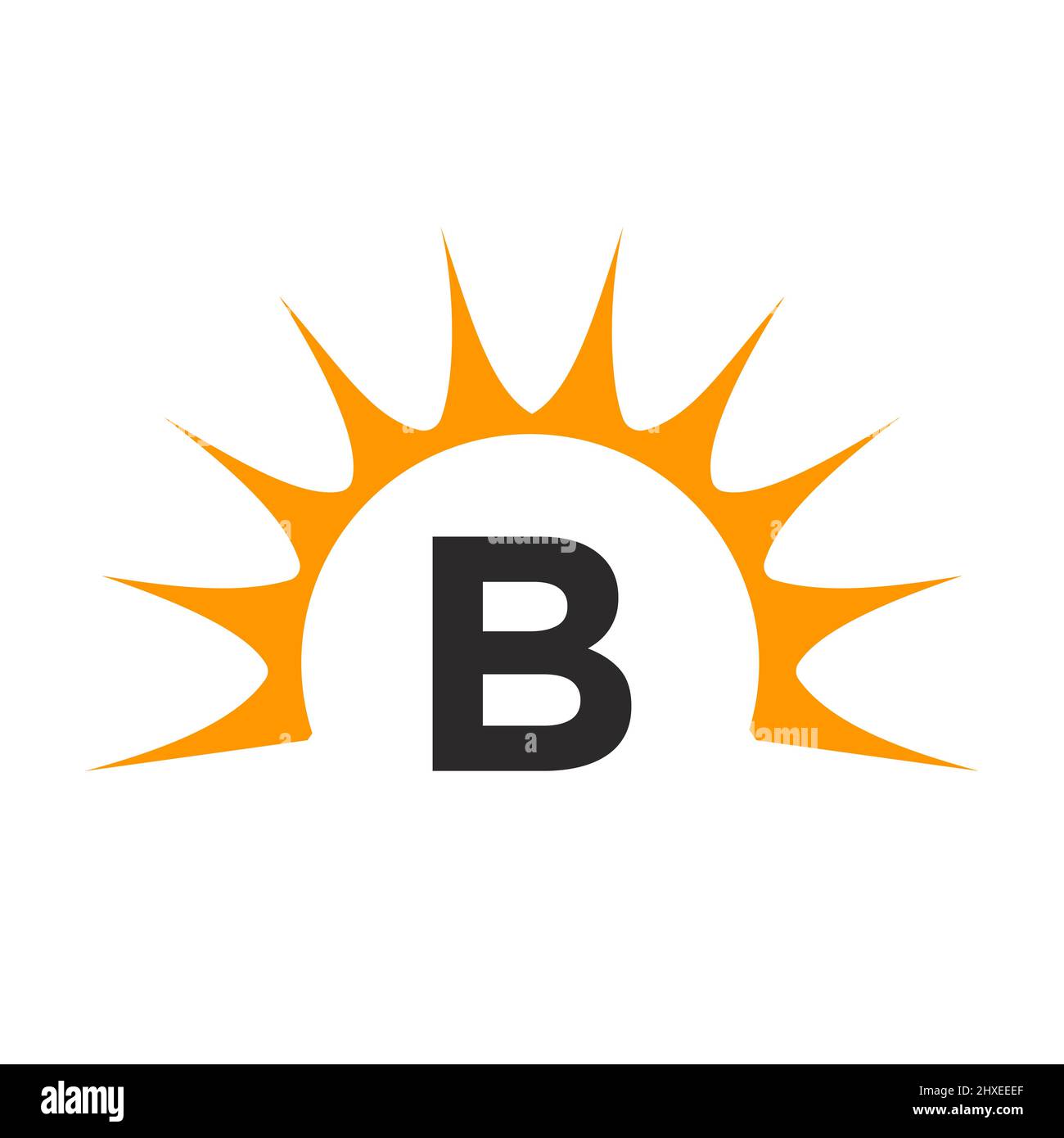 Sun Logo On Letter B Concept. Sun Icon Vector Design With B Letter ...