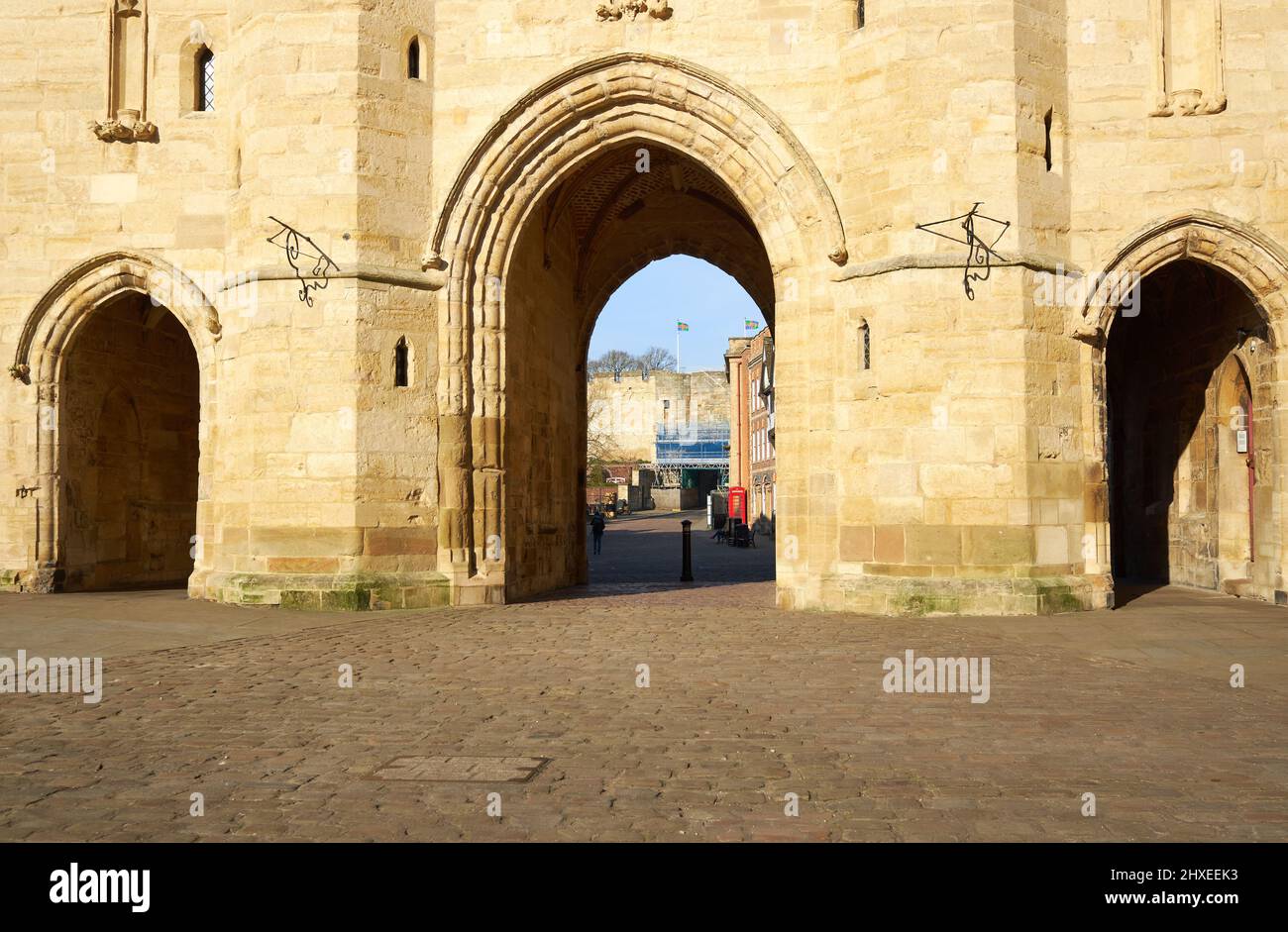Historic stone arch gate in Lincoln, UK Stock Photo - Alamy
