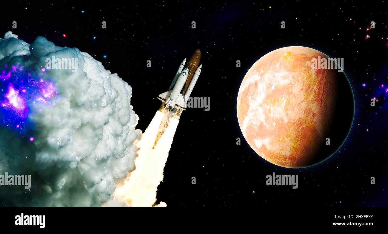 Space shuttle launch star background. Spaceship sci-fi element ...