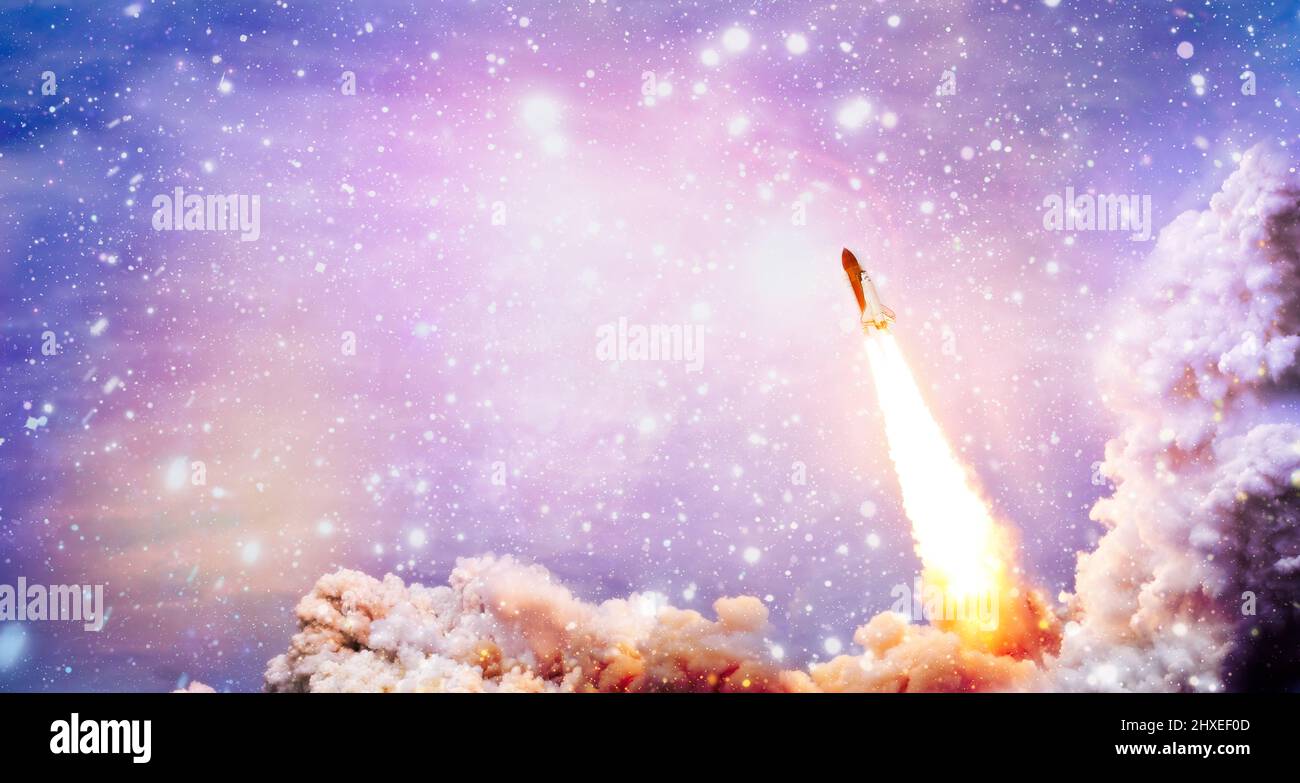 Space shuttle launch star background. Spaceship sci-fi element ...
