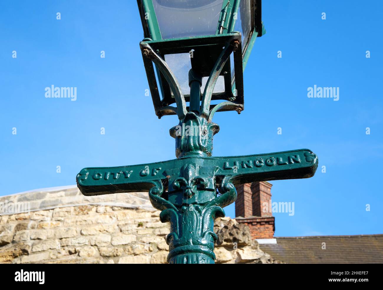 Vintage cast iron lamp post in Lincoln, UK Stock Photo - Alamy