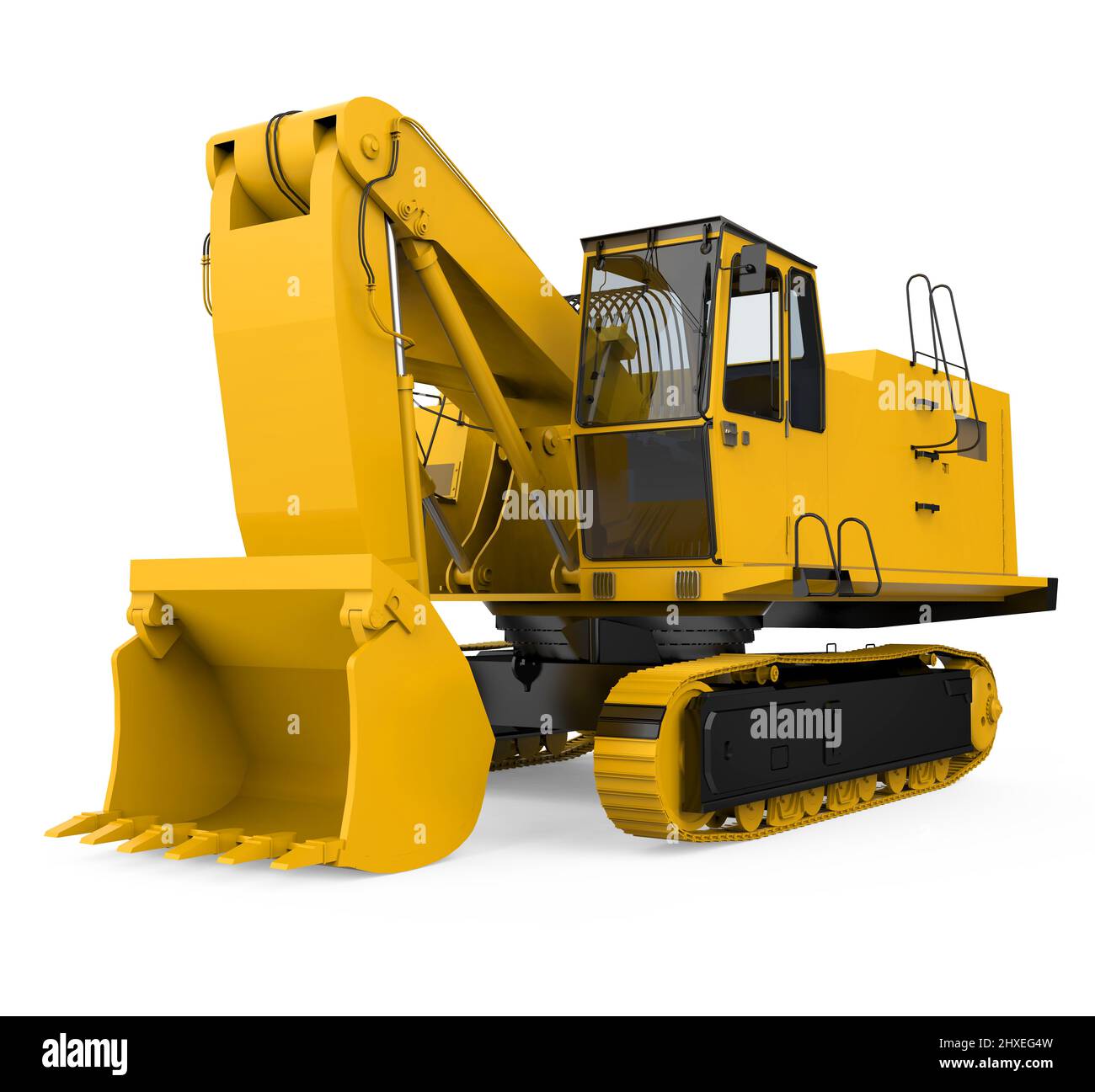 Yellow Excavator Isolated Stock Photo - Alamy