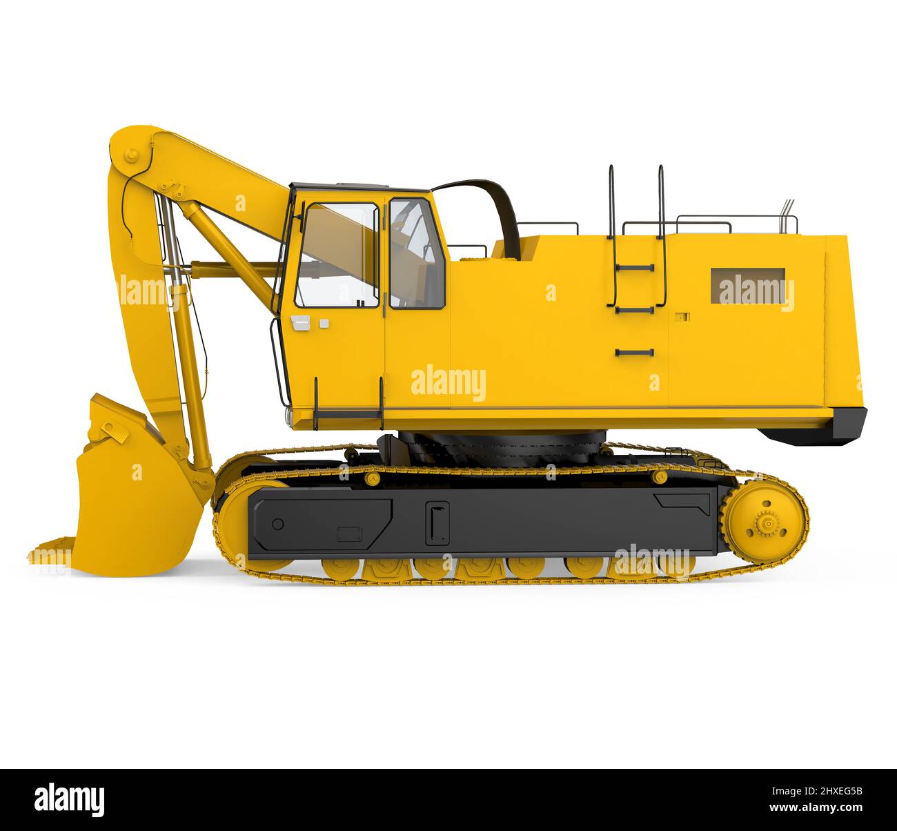 Yellow Excavator Isolated Stock Photo - Alamy