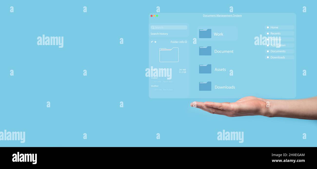 Document management concept. Virtual screen icons Document Management ...