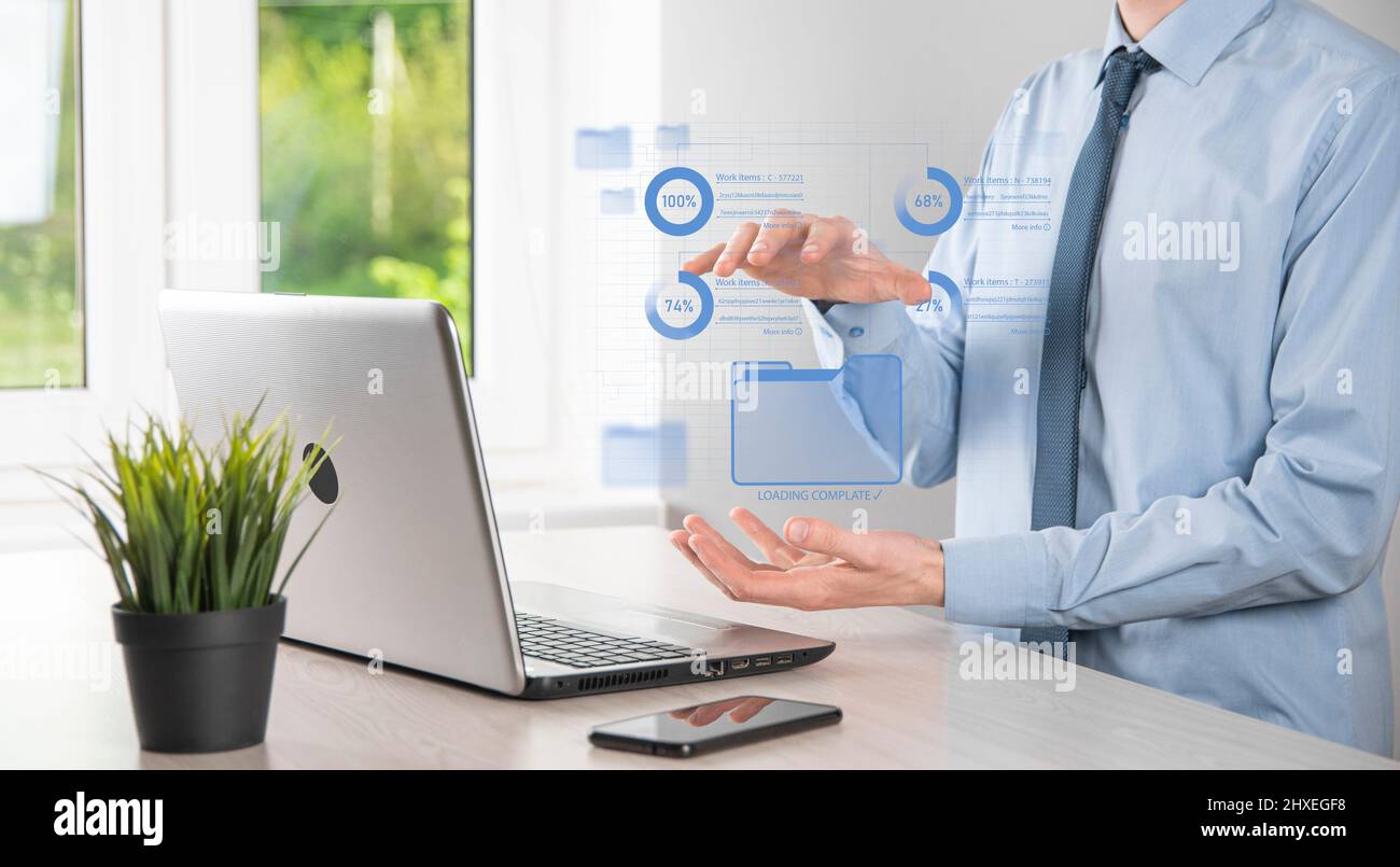 Business Developer Hand Using Board Framework On Virtual Modern