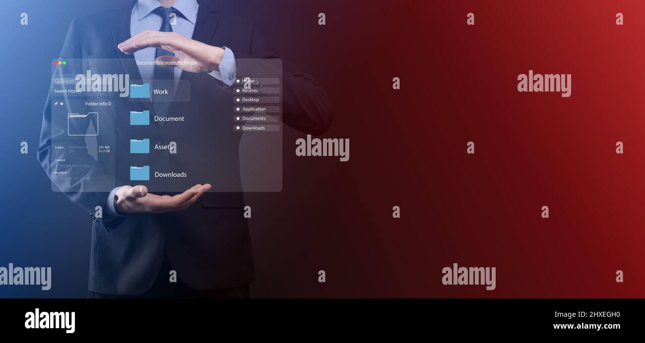 Document management concept. Virtual screen icons Document Management ...