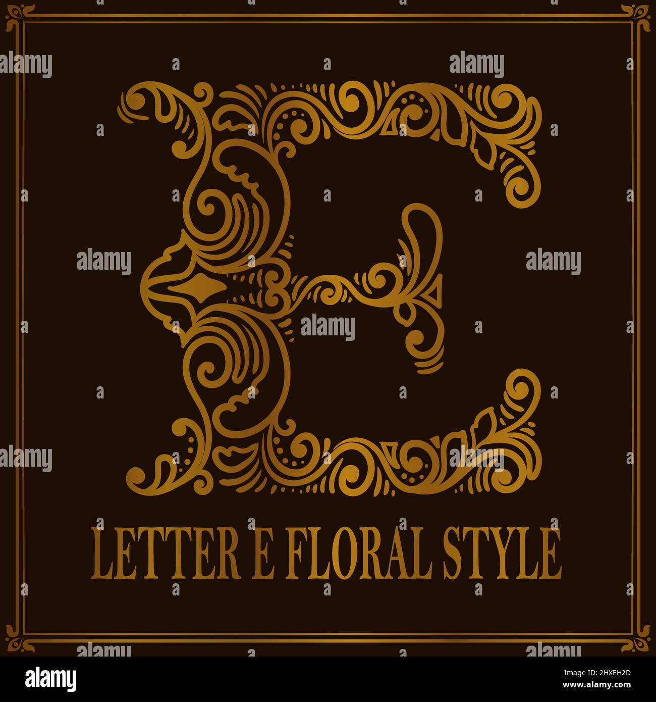 Vintage Letter E floral pattern style Stock Vector Image & Art - Alamy