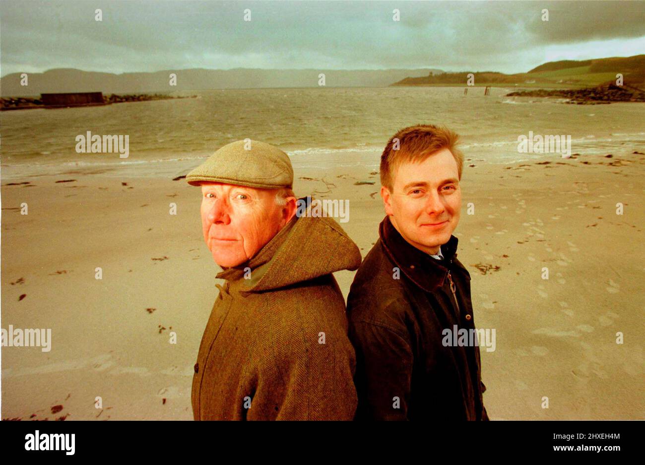 Sir William Lithgow and son James, on the shore of their Argyll Fish ...