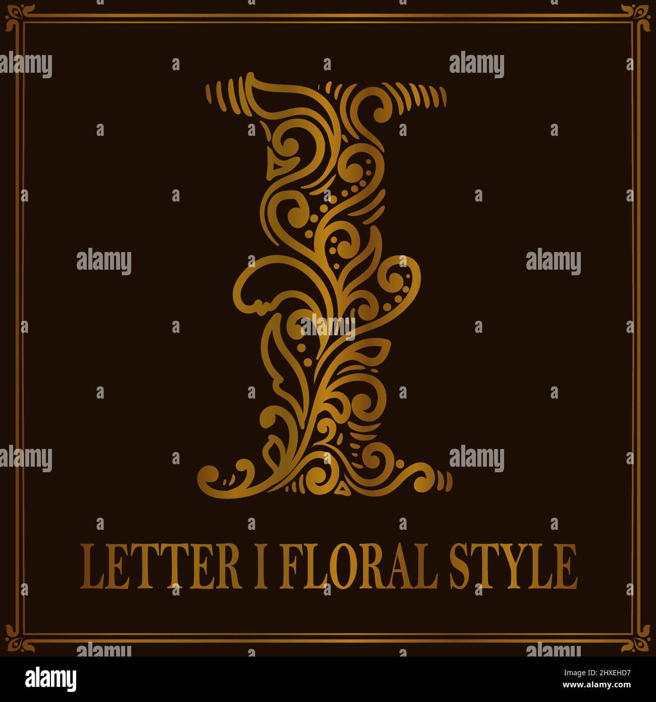 Vintage Letter I floral pattern style Stock Vector Image & Art - Alamy