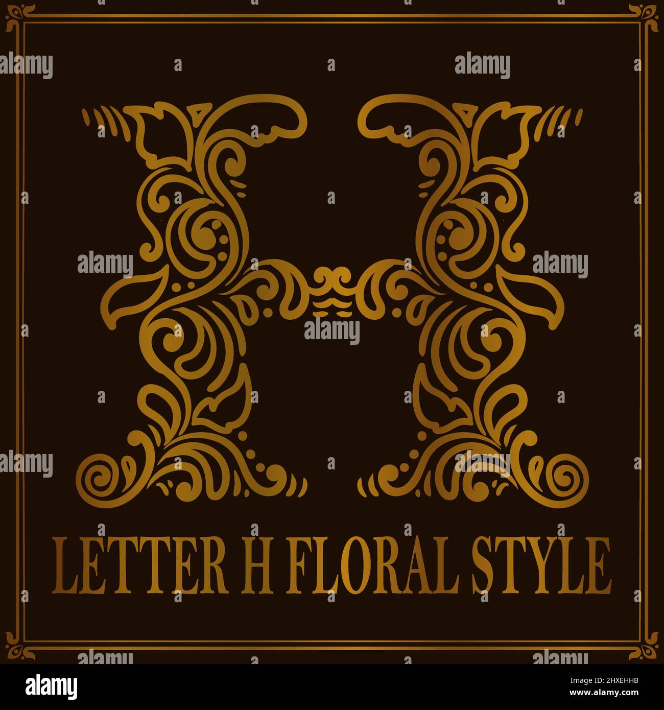 Vintage Letter H floral pattern style Stock Vector Image & Art - Alamy