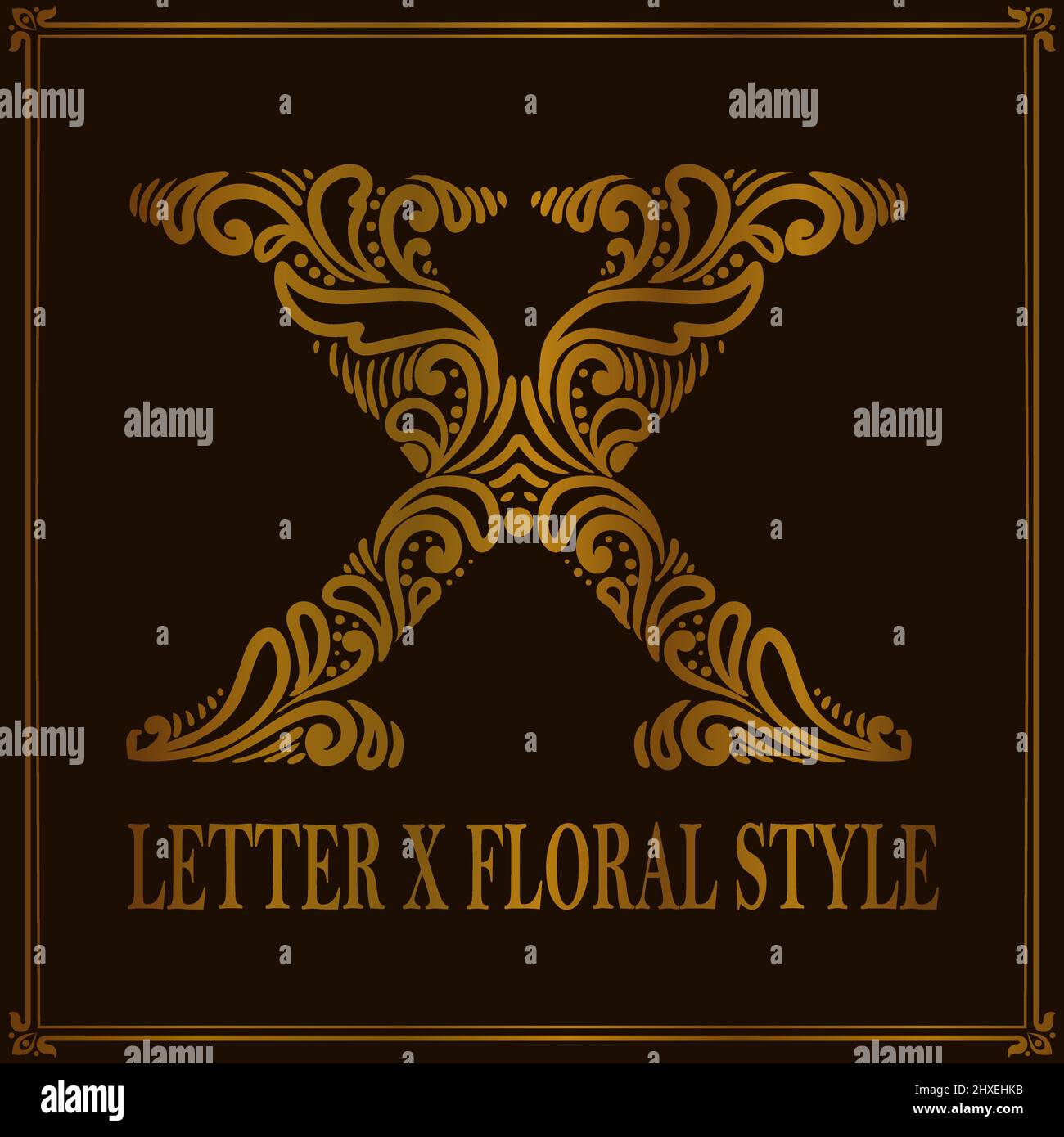 Vintage Letter X floral pattern style Stock Vector Image & Art - Alamy