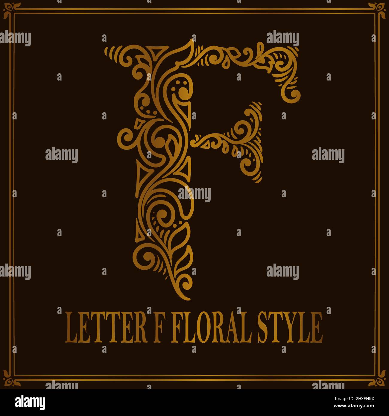Vintage Letter F floral pattern style Stock Vector Image & Art - Alamy