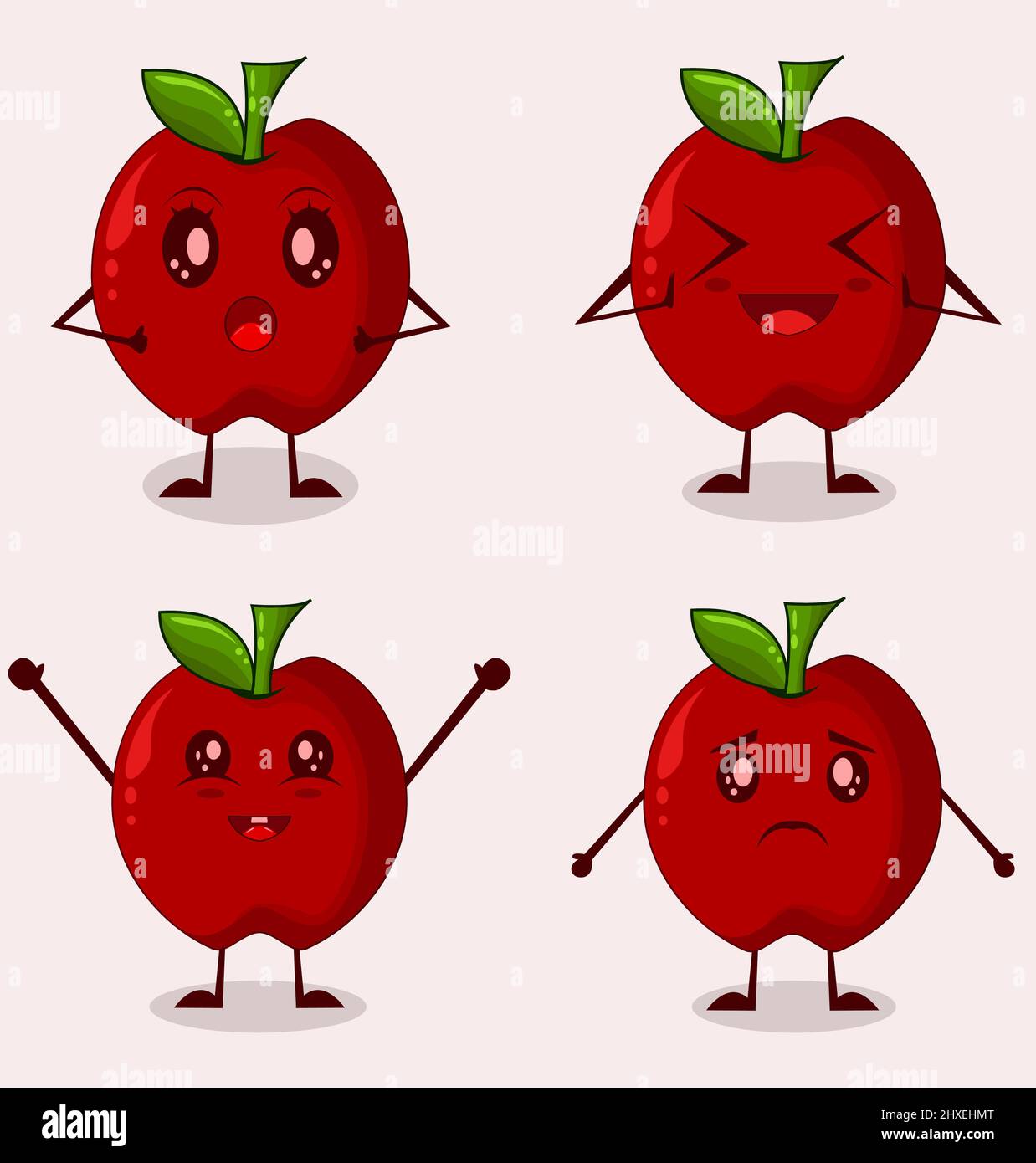 Set Illustration cute apple fruit Stock Vector Image & Art - Alamy