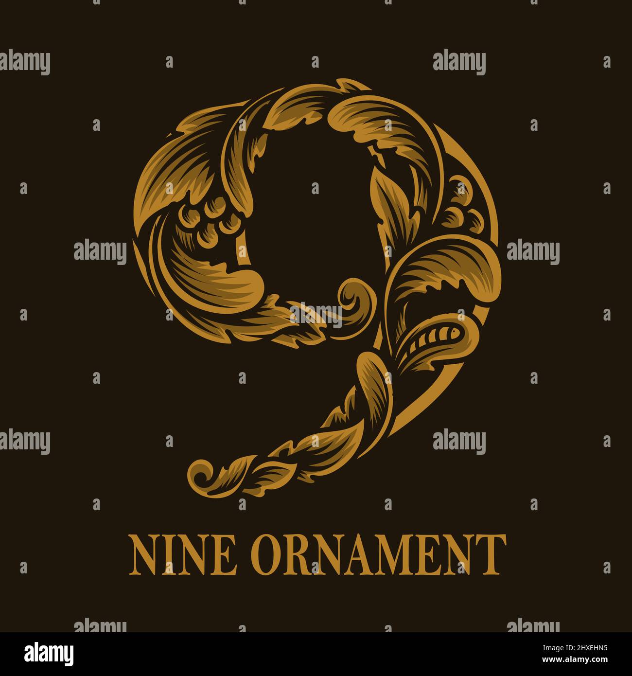 Vintage nine number ornament style Stock Vector Image & Art - Alamy