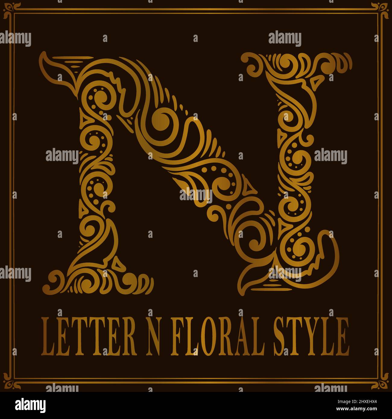 Gold letter n vintage hi-res stock photography and images - Alamy