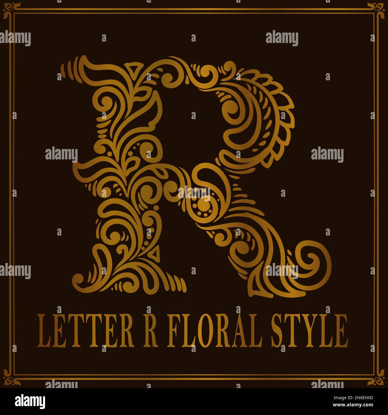 Vintage Letter R floral pattern style Stock Vector Image & Art - Alamy
