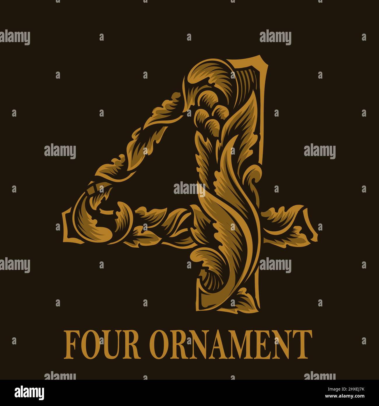 Vintage four number ornament style Stock Vector Image & Art - Alamy