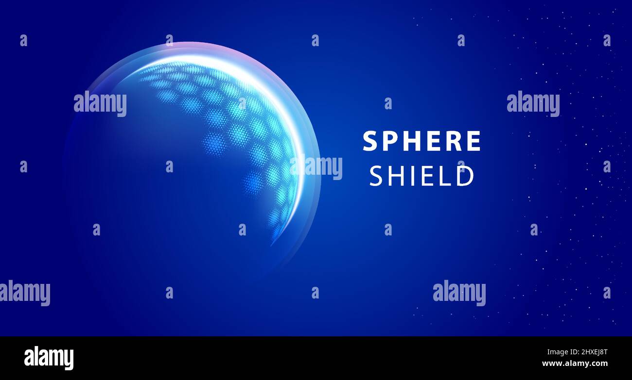 Modern tech futuristic of bubble dome shield sphere with hexagon ...