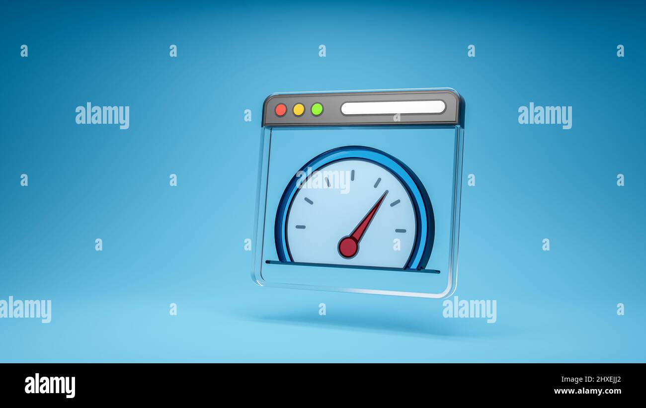 Browser speed, webpage speed, internet speed test symbol. 3d icon on ...