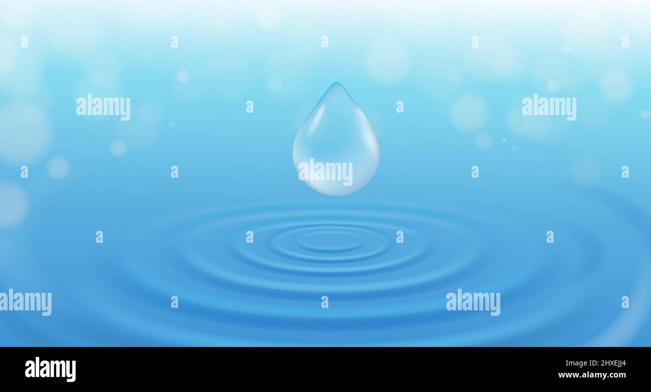 Front up view angle of water ripple from rain drop on blue paddle ...