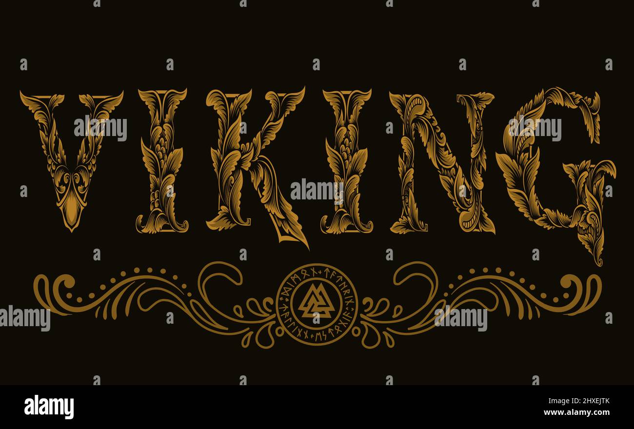 Vintage viking logotype engraving ornament style Stock Vector Image ...