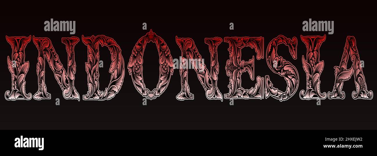 Vintage calligraphy Indonesia with engraving font style Stock Vector ...