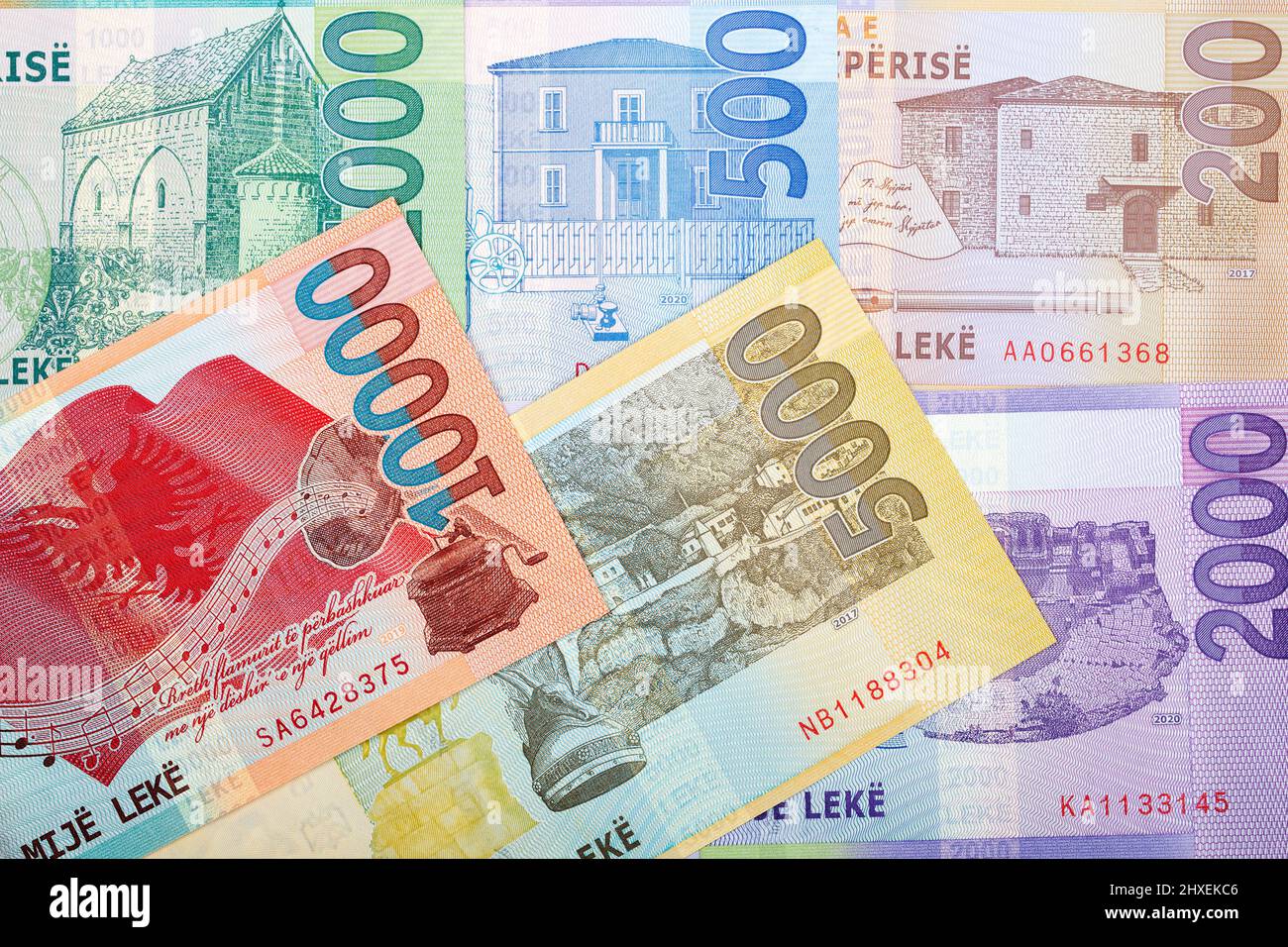 Albanian money - Leke a new series of banknotes Stock Photo - Alamy