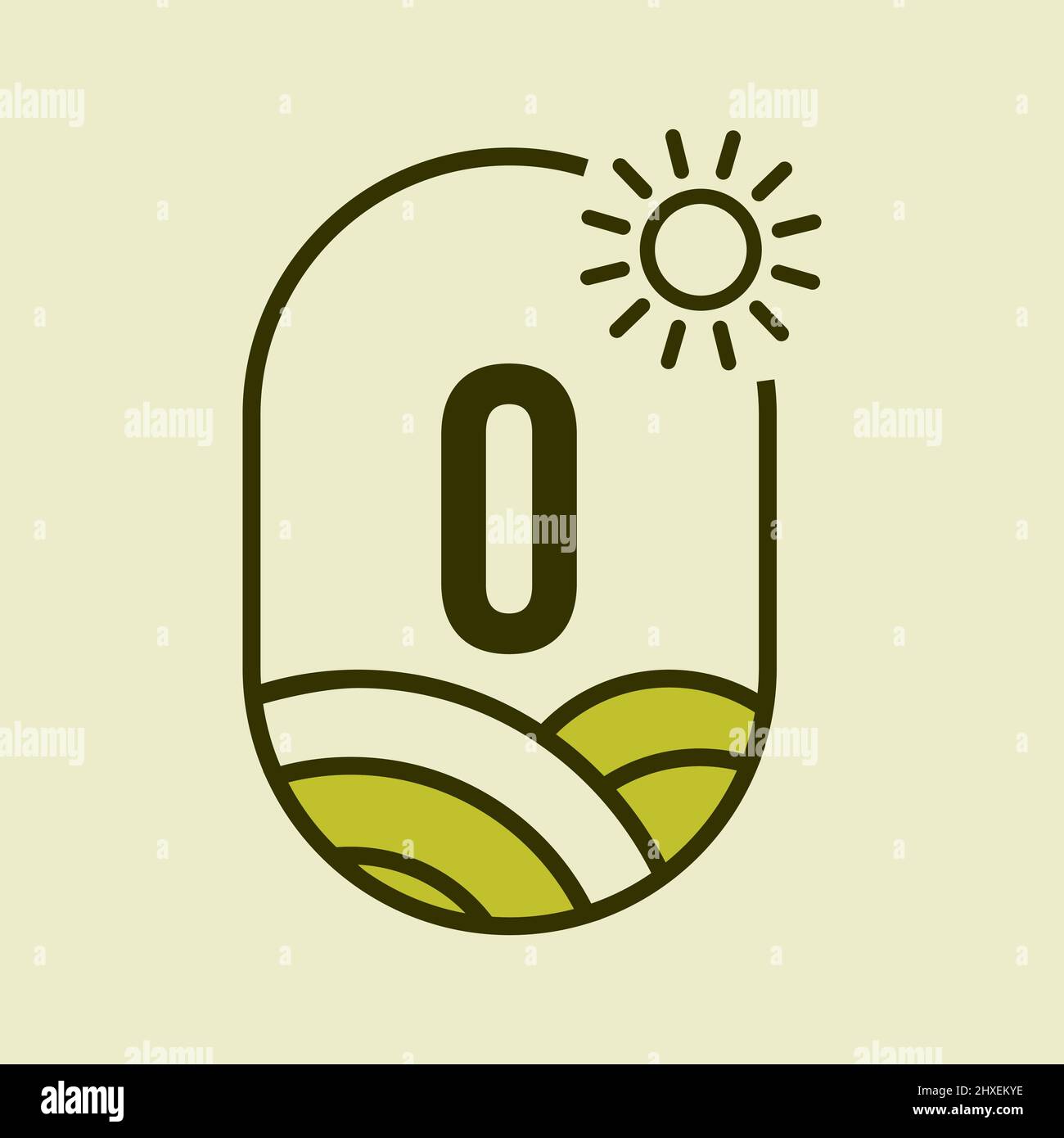 Agriculture Logo On Letter O Emblem Template. Farmland Letter O Agro ...