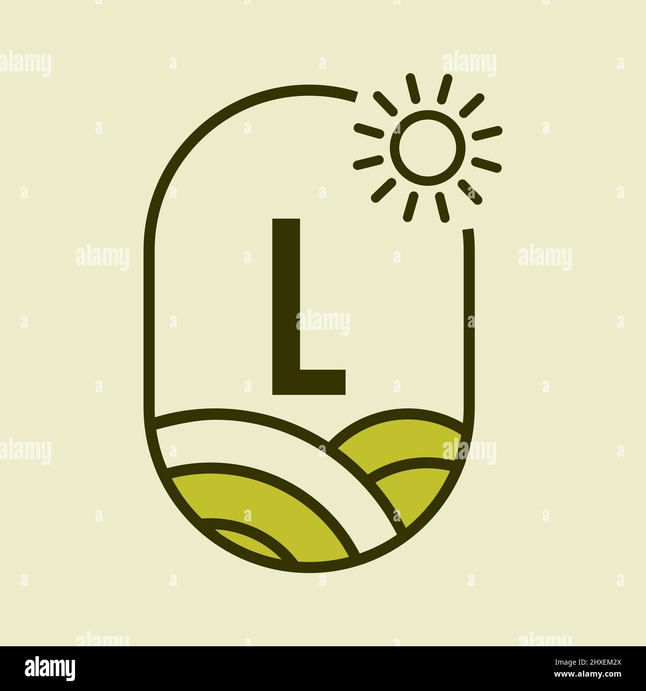 Agriculture Logo On Letter L Emblem Template. Farmland Letter L Agro ...