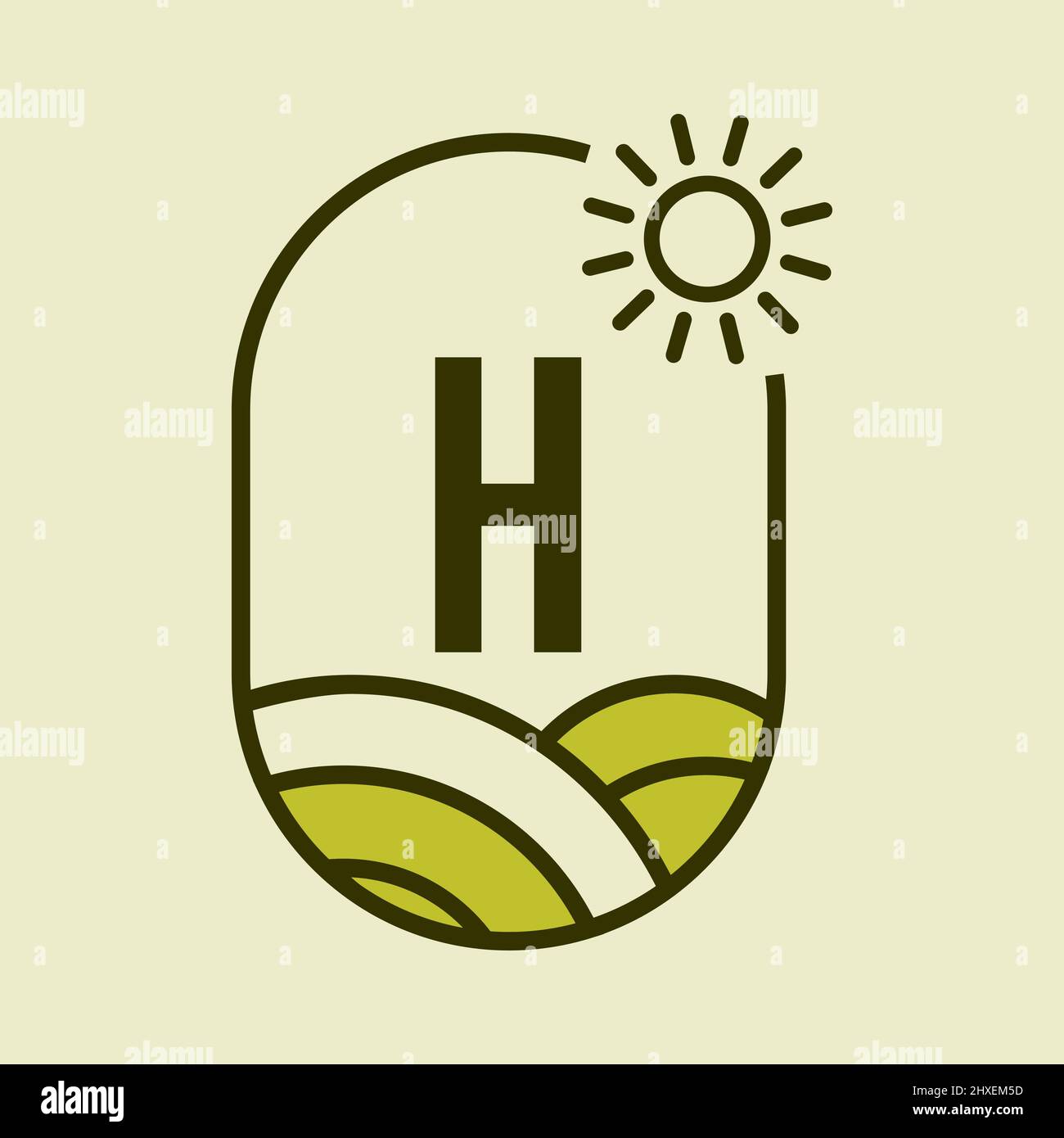Agriculture Logo On Letter H Emblem Template. Farmland Letter H Agro ...