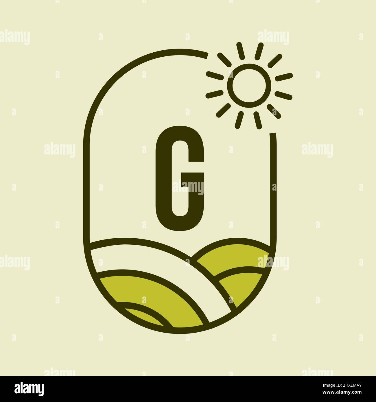 Agriculture Logo On Letter G Emblem Template. Farmland Letter G Agro ...