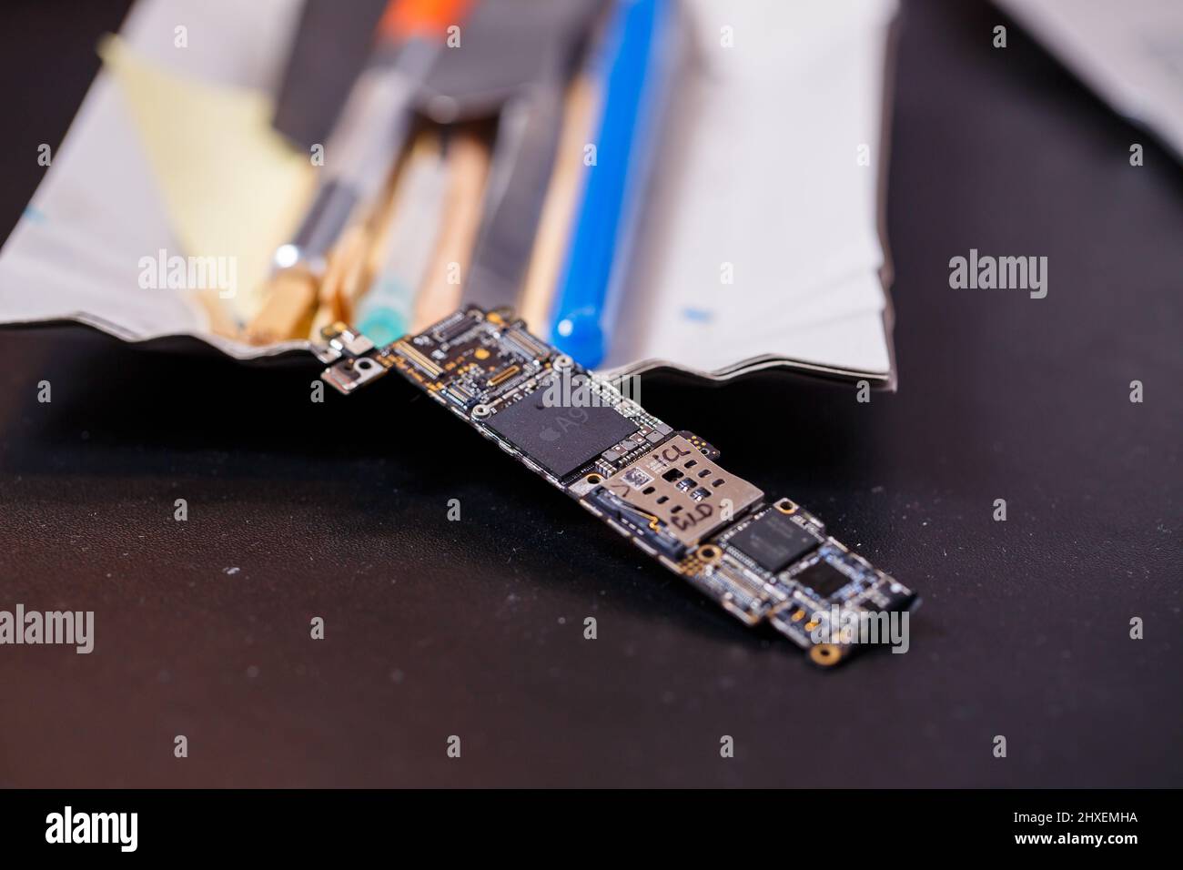 Parts for the repair of modern gadgets, part of the board for the ...