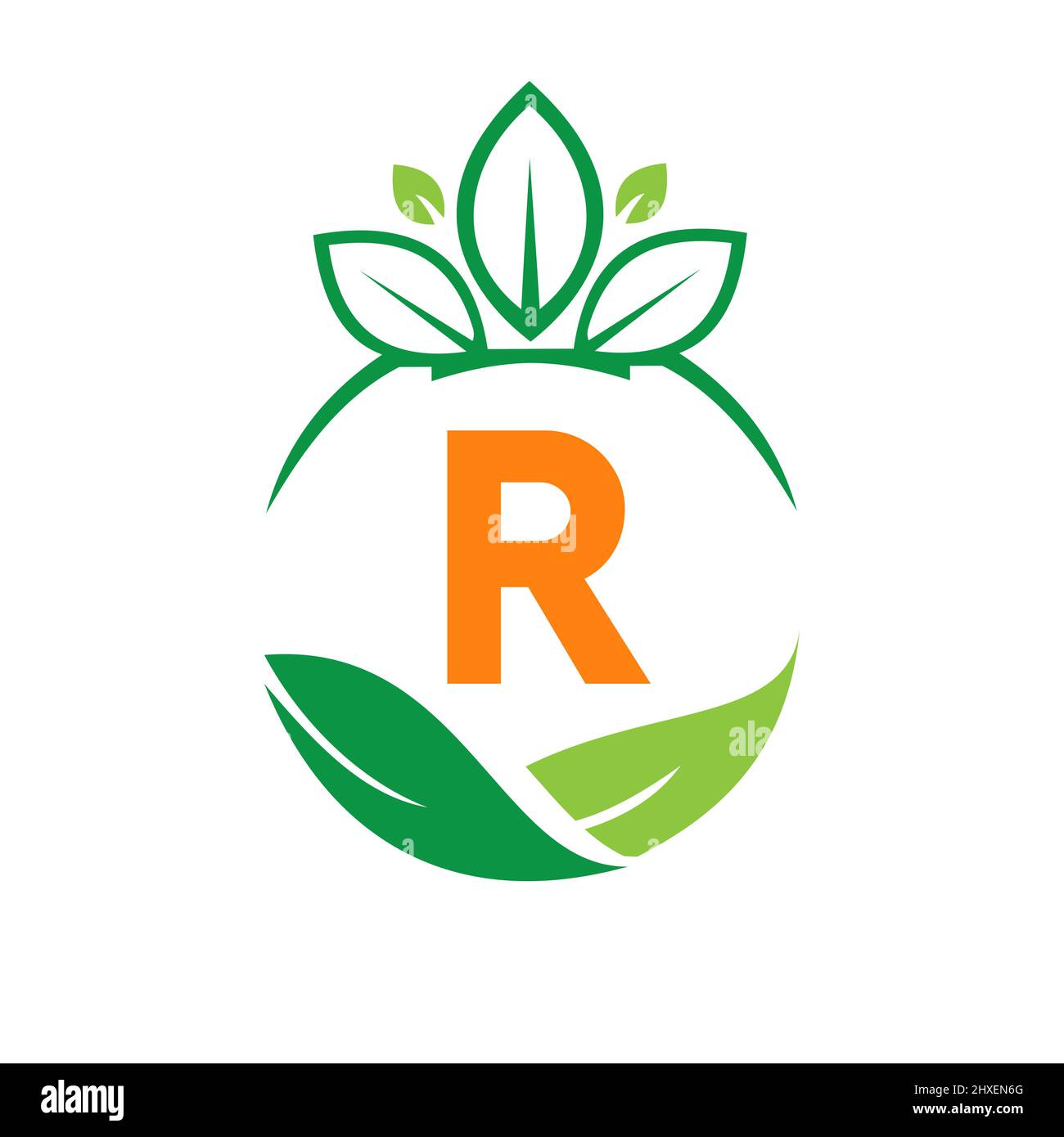 Ecology Health On Letter R Eco Organic Logo Fresh, Agriculture Farm ...