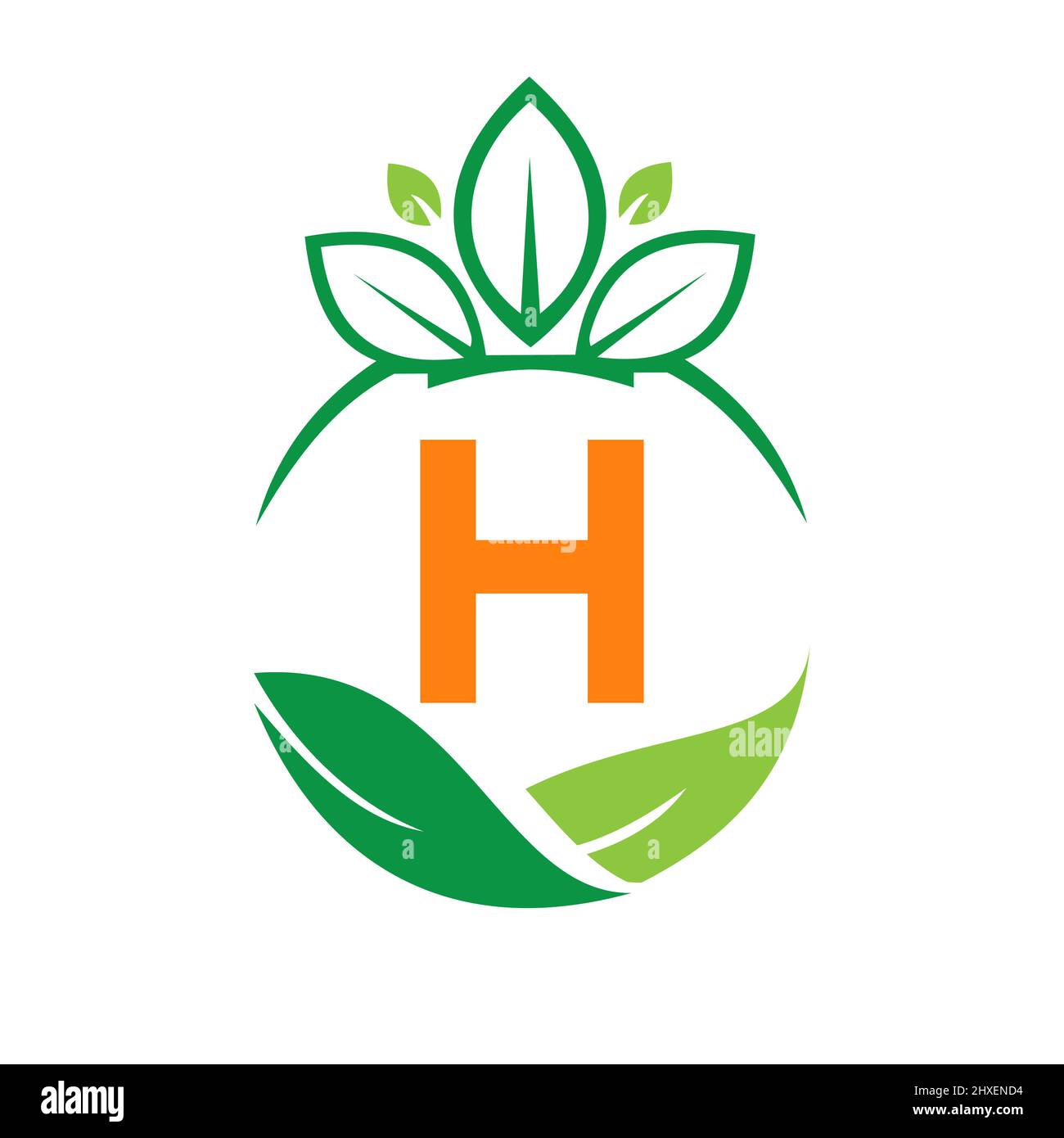 Ecology Health On Letter H Eco Organic Logo Fresh, Agriculture Farm ...