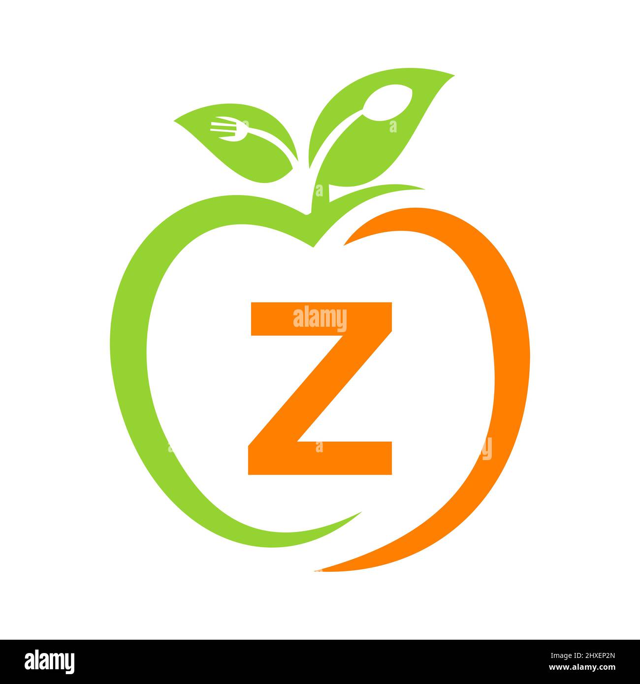 Healthy Food Logo On Letter Z, Apple Health Care Vector Template. Apple ...