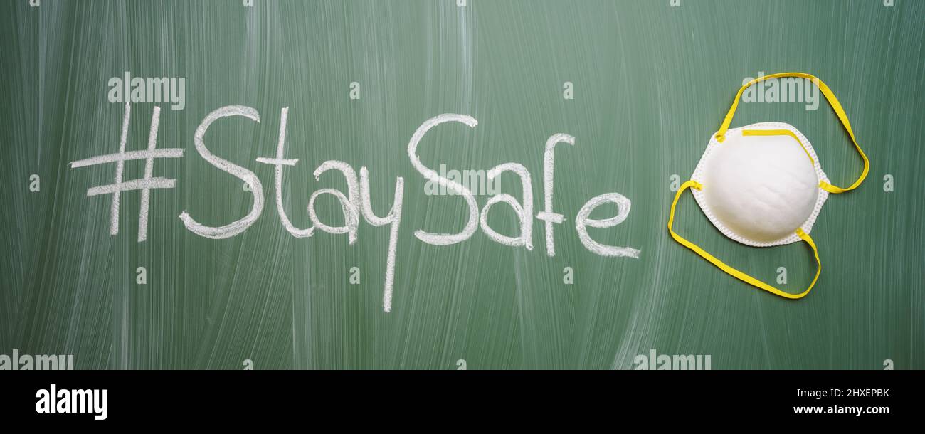 Stay safe hastag or Slogan with anti virus protection mask ffp2 ...