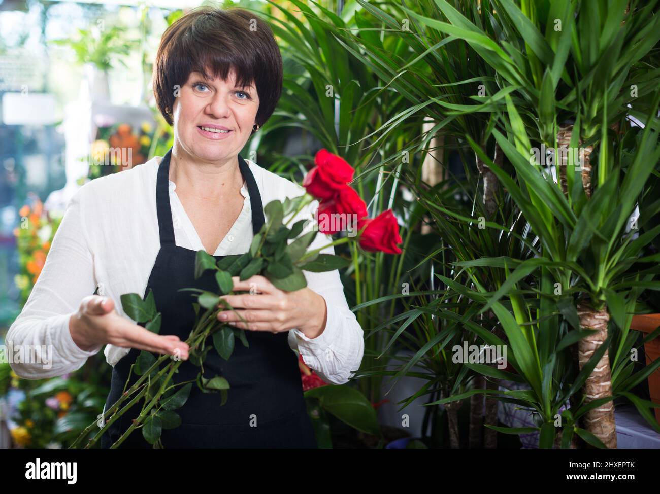 Woman tending roses hi-res stock photography and images - Alamy