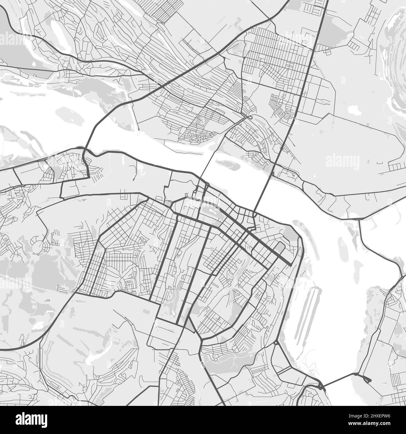 Vector map of Dnipro city. Urban grayscale poster. Road map image with ...
