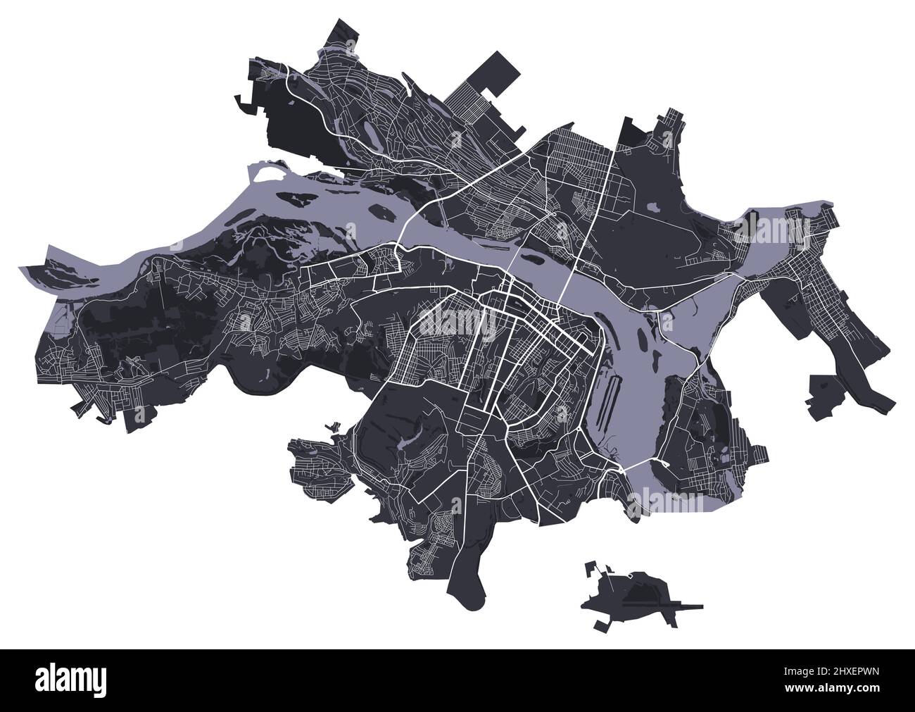 Dnipro vector map. Detailed vector map of Dnipro city administrative ...