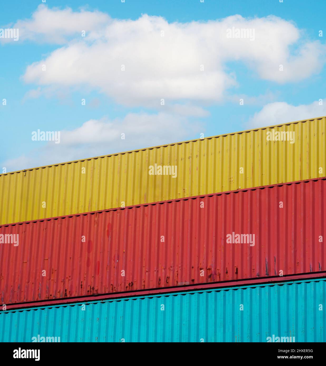 Stack of containers box, Cargo freight ship for import export lo. High ...