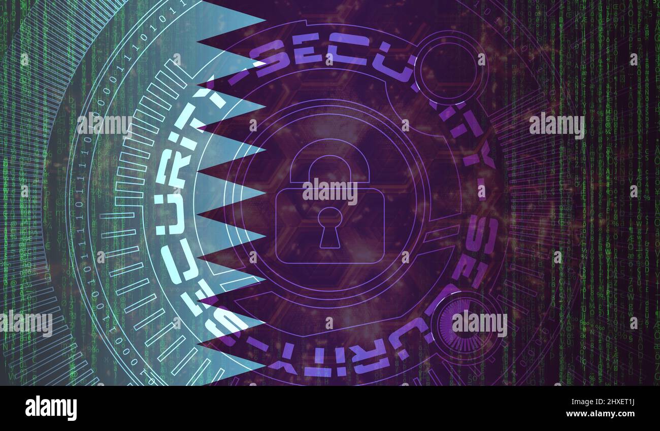 National cyber Security of Qatar on digital background Data protection ...